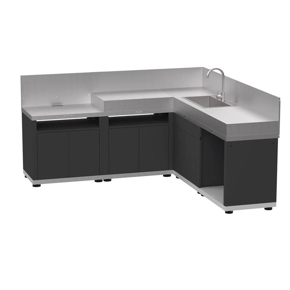 Le Marquier Cucina Angolare 5 Elementi Top Inox con Credenze